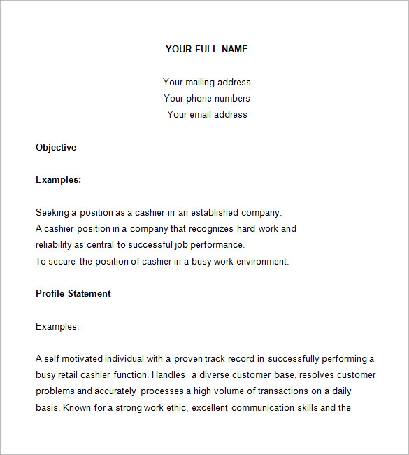 Cashier Resume Template – 16+ Free Samples, Examples, Format Download!