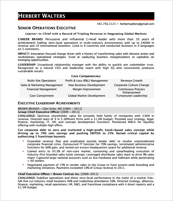 CEO Resume Template - 12+ Samples, Examples, Format Download!