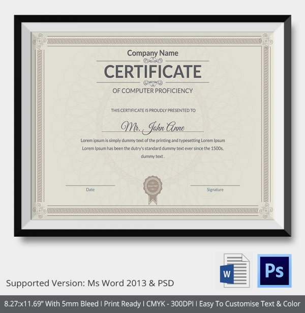Training Certificate Template 14 Free Word PDF PSD Format Download 