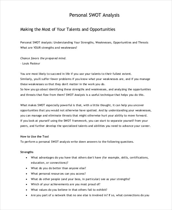 26+ Personal SWOT Analysis Templates - PDF, DOC
