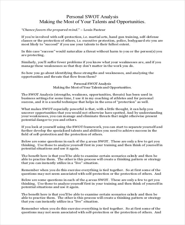 26+ Personal SWOT Analysis Templates - PDF, DOC