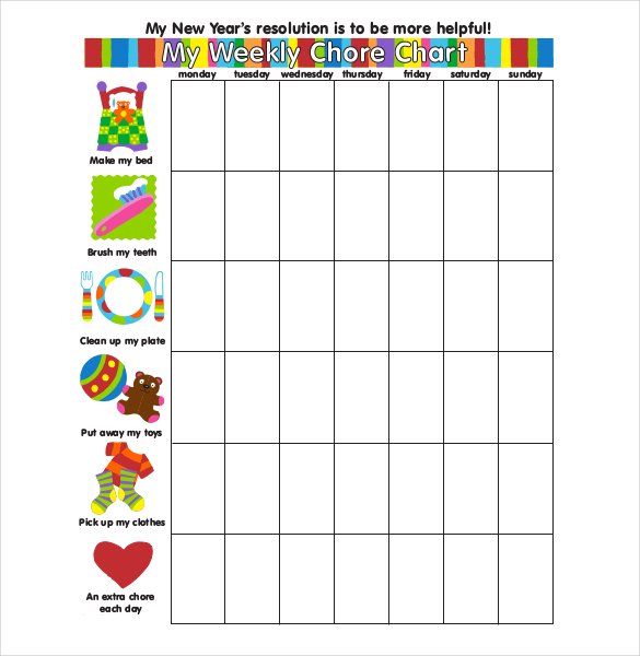 30+ Weekly Chore Chart Templates - DOC, Excel