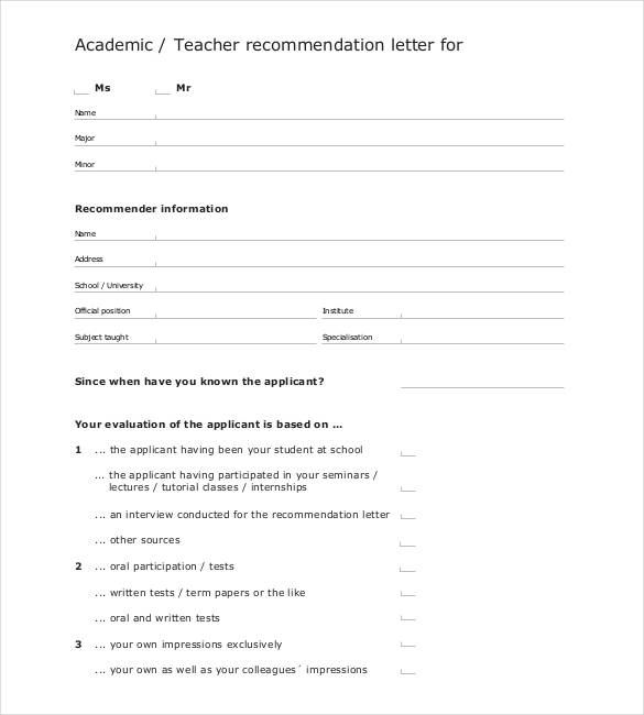 Free 28+ Letters of Recommendation for Teacher - PDF, DOC