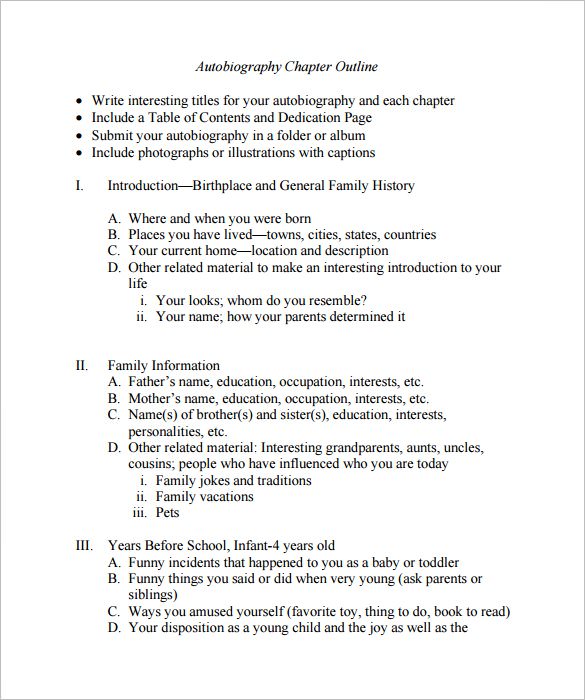 11+ Autobiography Outline Template - DOC, PDF