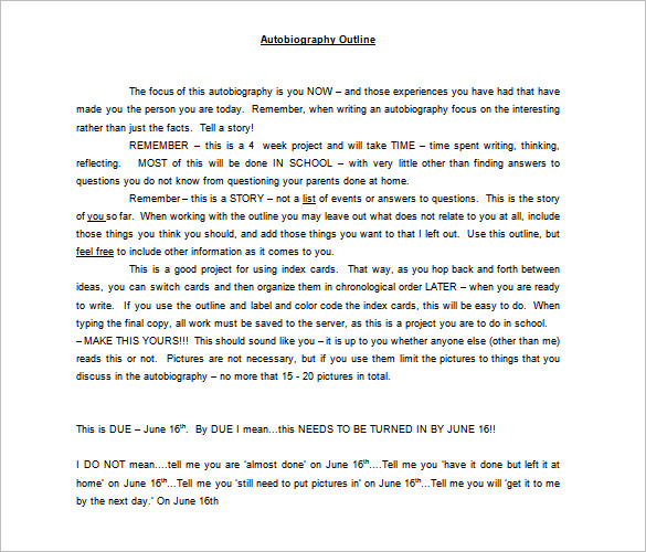 11+ Autobiography Outline Template - DOC, PDF