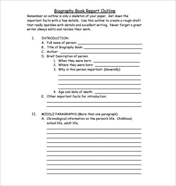 Biography Outline Template 10 Free Word Excel PDF Format Download 