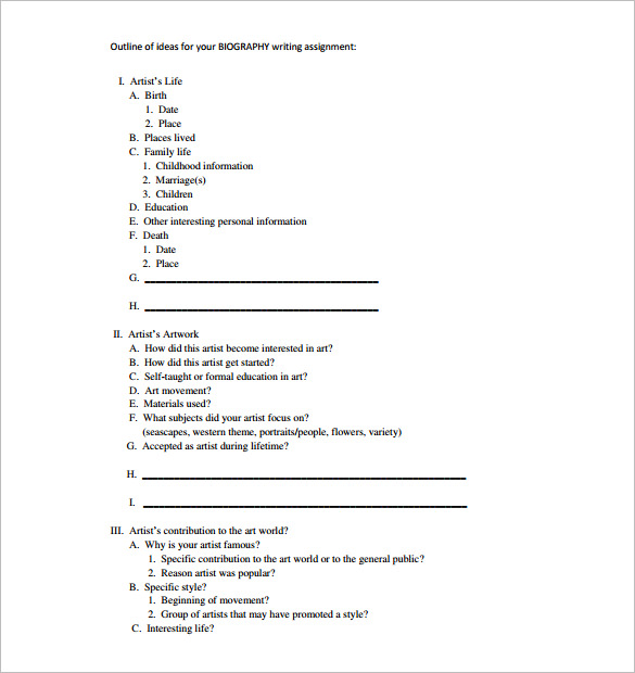 17 Biography Outline Templates PDF DOC