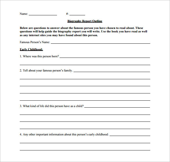 Biography Outline Worksheet