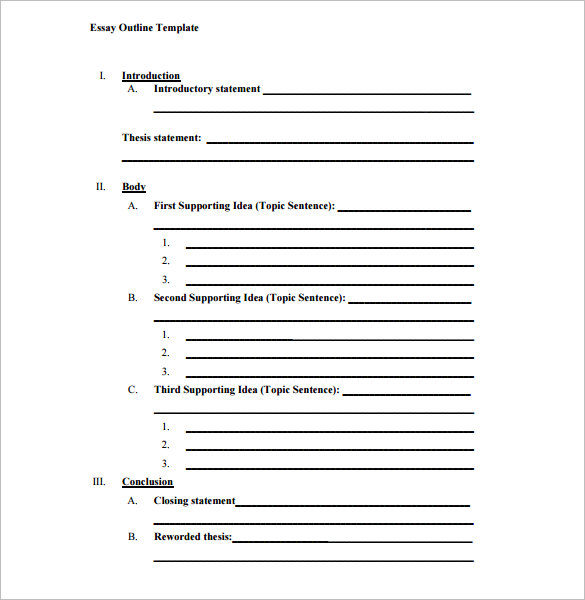 Essay Outline Template - 12+ Word, PDF Format Download!