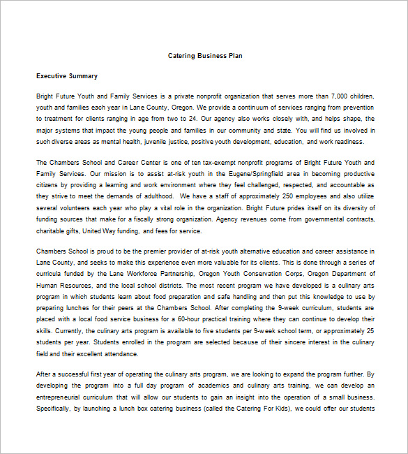 Catering Business Plan Template 14 Free Word Excel PDF Format Download