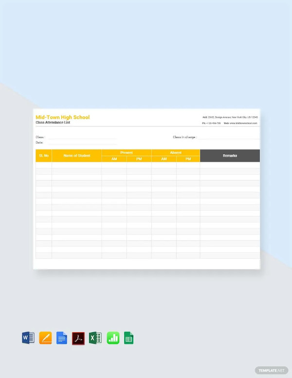 9+ Attendance List Templates - PDF, DOC, Xls