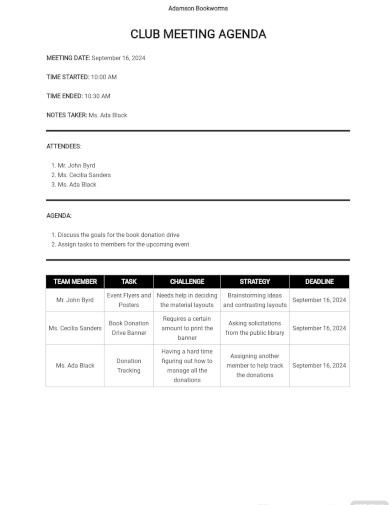 7+ Club Meeting Agenda Templates in Word | Google Docs | Apple Pages | PDF