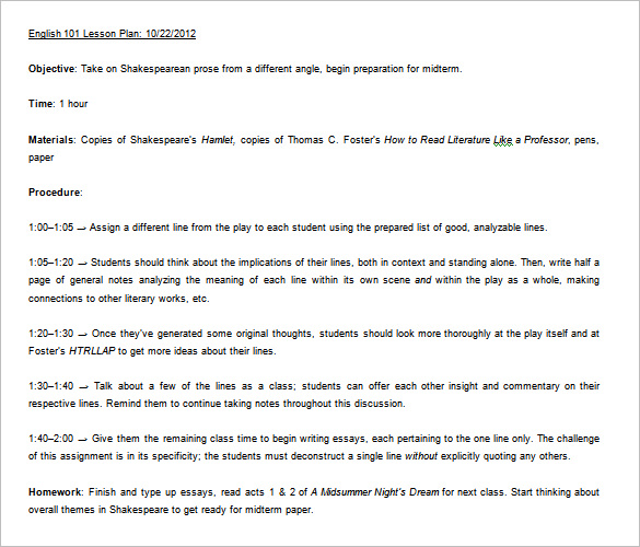 Lesson Plan Outline Template 10 Free Free Word PDF Format Download 