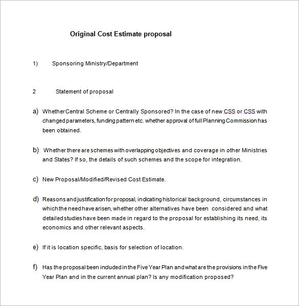 Cost Proposal Template 18 Free Word PDF Format Download