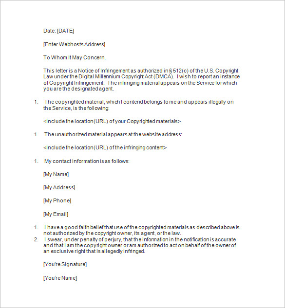 12+ DMCA Notice Templates - DOC