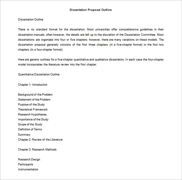 9 Dissertation Outline Template Doc Pdf