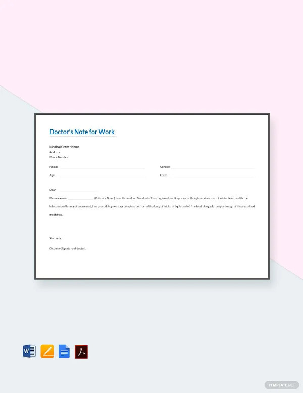 Doctors Note Template – 14+ Free Word, Excel, PDF Format Download!