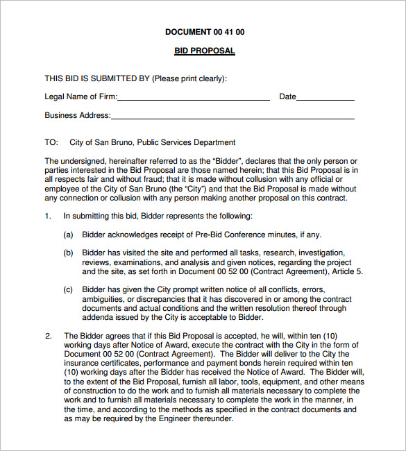 22+ Bid Proposal Template - Free Word, Excel, PDF Documents Download