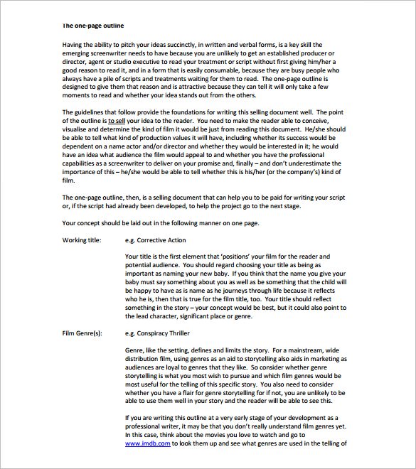 7+ Screenplay Outline Templates - DOC, Excel, PDF