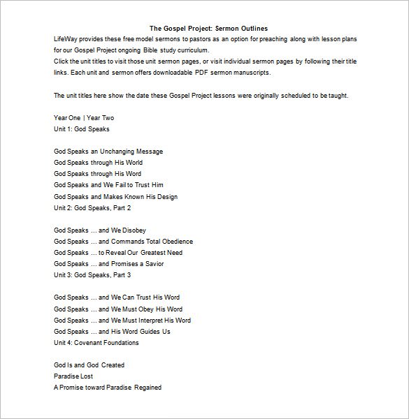 Sermon Outline Template 6 Free Word Excel PDF Format Download 