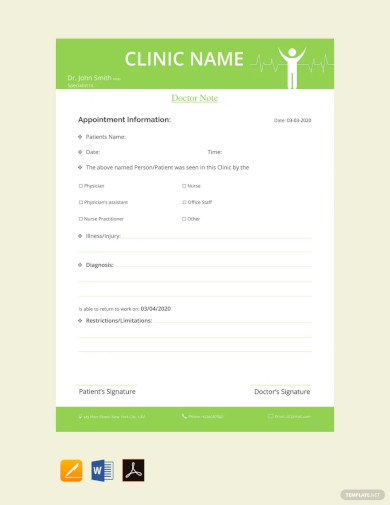 Medical Doctor Note Template - 11+ Word, Excel, PDF Format Download ...