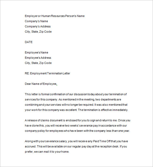 Termination Notice Template 10 Free Word Excel PDF Format 