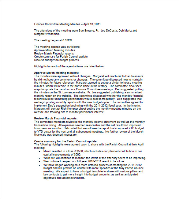 11+ Committee Meeting Minutes Templates - DOC, PDF