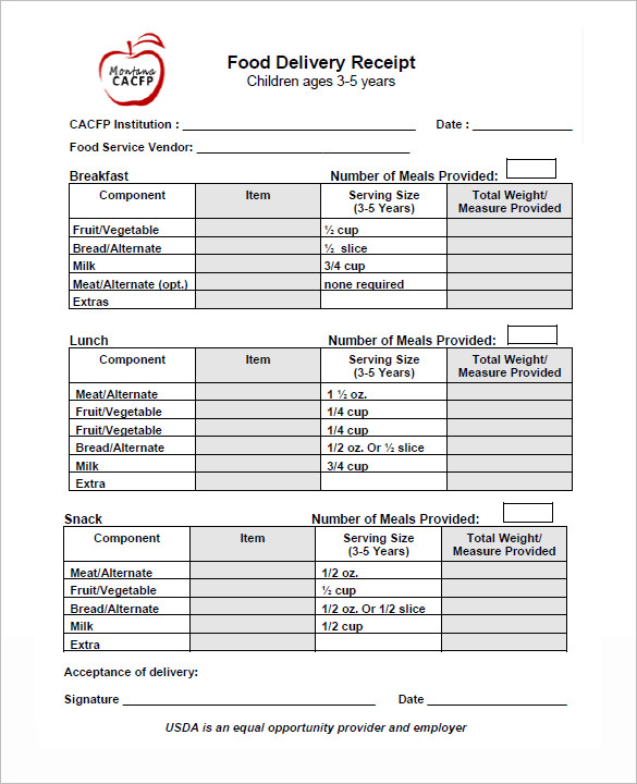 Food Ordering Food Order Receipt Template