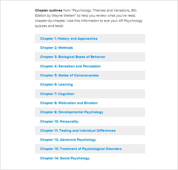 8+ Chapter Outline Templates - Word, Excel, PDF