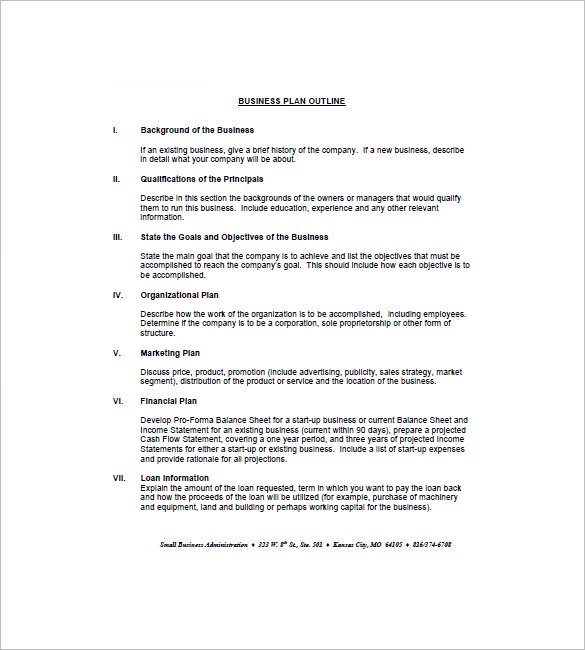 Business Plan Outline Template 9 Free Word Excel PDF Format Download 
