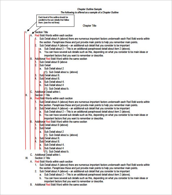 8 Chapter Outline Templates Word Excel PDF