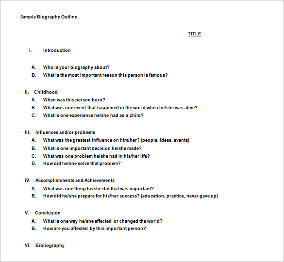 Biography Outline Template 10 Free Word Excel PDF Format Download 