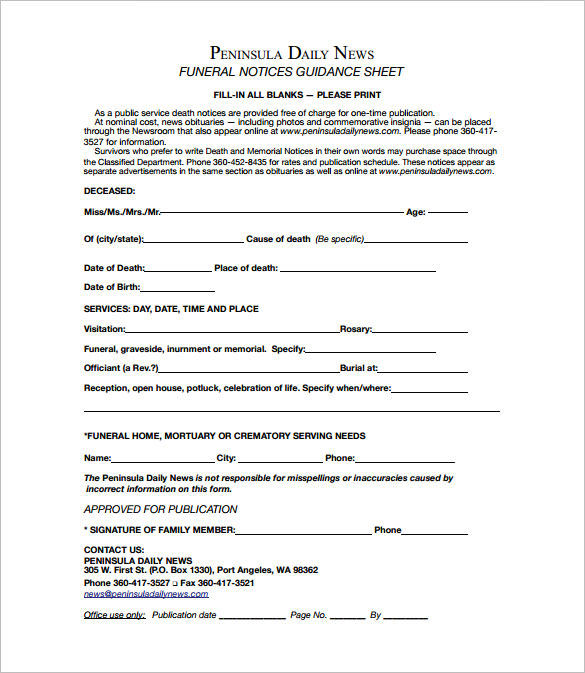 Funeral Notice Template - 13+ Free Word, Excel, PDF, PSD Format Download!