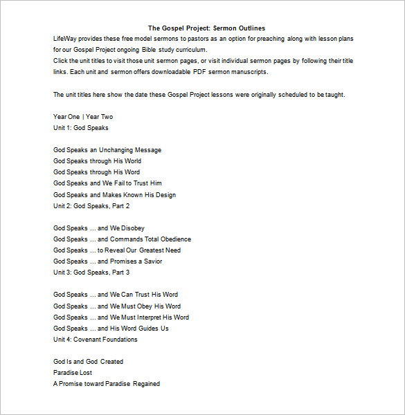 Free Printable Sermon Outlines FREE PRINTABLE