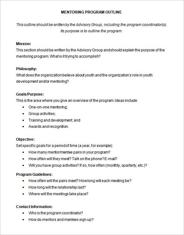 8 Program Outline Templates DOC PDF