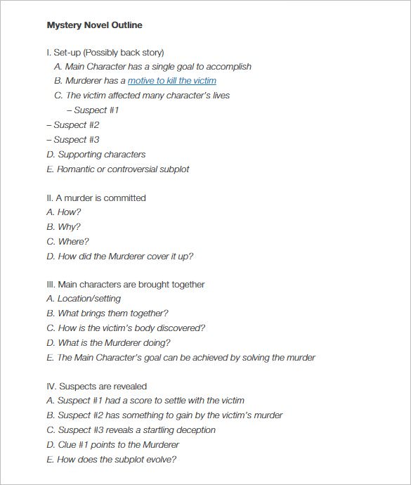 7 Novel Outline Templates DOC PDF Excel
