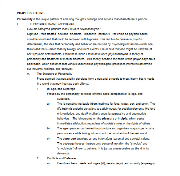 8 Chapter Outline Templates Word Excel PDF