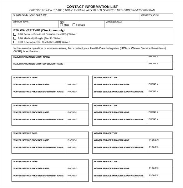 Contact List Template - 23+ Free Sample, Example, Format