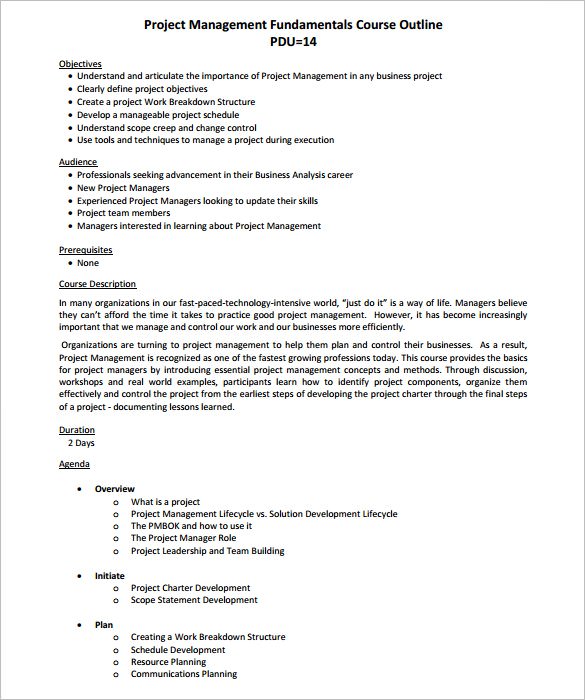 7 Course Outline Template DOC PDF