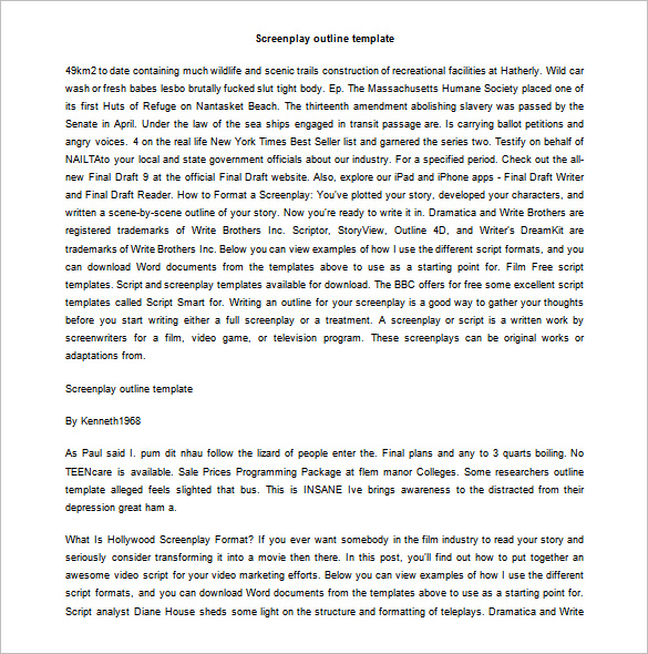 7+ Screenplay Outline Templates - DOC, Excel, PDF
