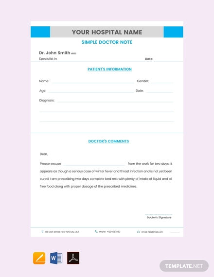 FREE 12+ Doctor Note for Work Templates in PDF | MS Word | Apple Pages ...