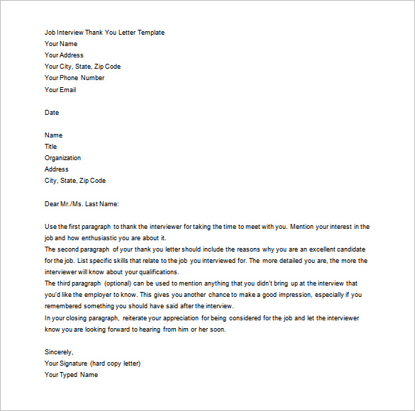 Printable Thank You Letter Template Printable Templates