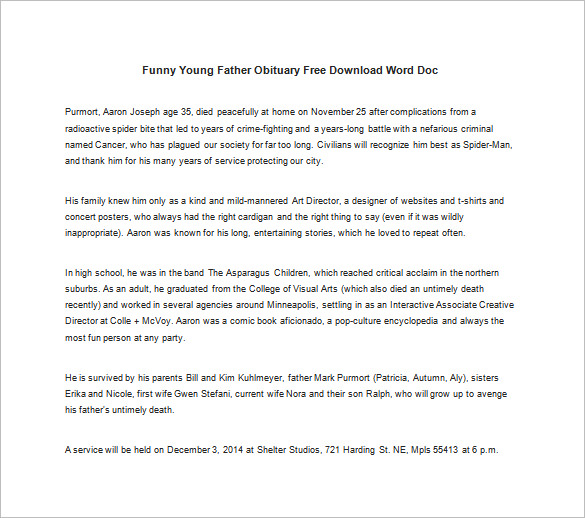 15+ Obituary Templates for Father - Free Word, Excel, PDF, PSD Format ...
