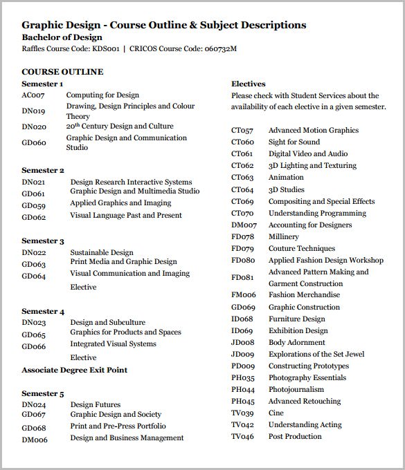 Course Outline Template 9 Free Sample Example Format Download 