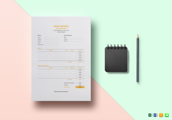 HVAC Invoice Template - 7+ Free Word, Excel, PDF Format Download