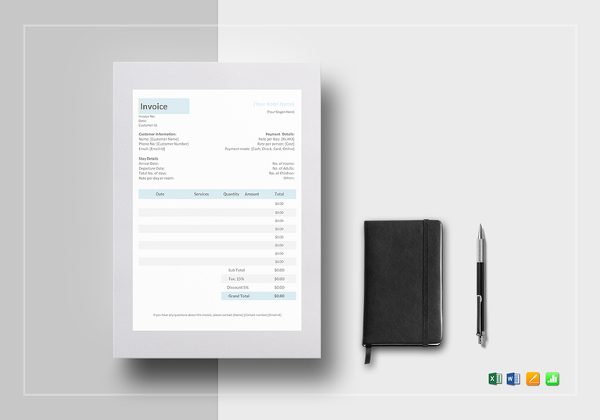 Hotel Invoice Template - 20+ Word, Excel, PDF Format Download
