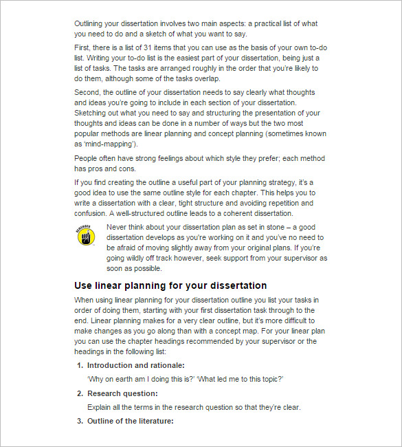 9 Dissertation Outline Template Doc Pdf