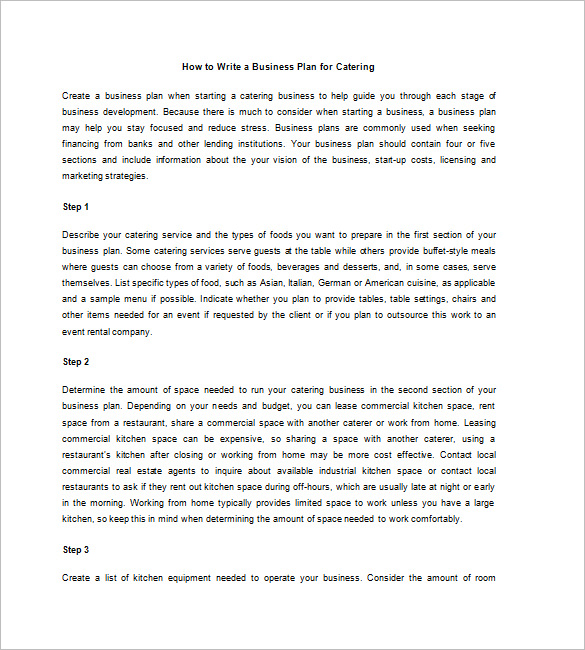 Catering Business Plan Template - 14+ Free Word, Excel, PDF Format Download