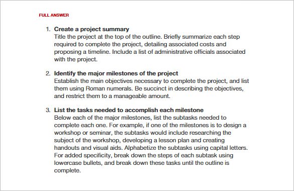 Project Outline Template - 8+ Free Word, Excel, PDF Format Download!