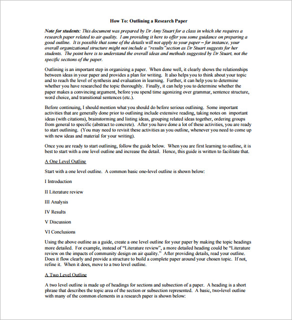 8+ Research Outline Templates - PDF, DOC